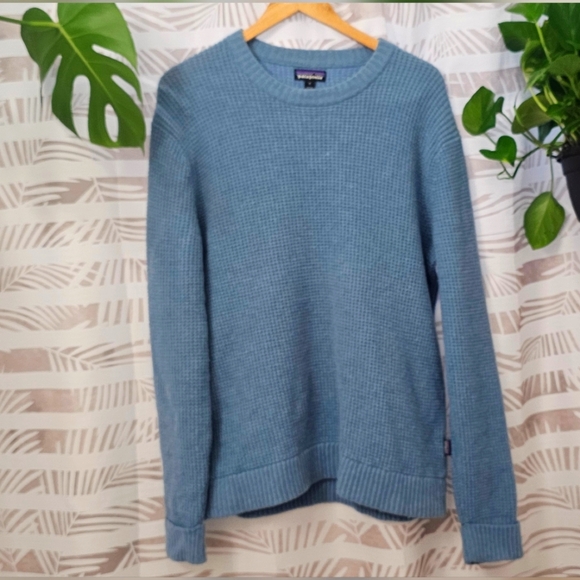 Patagonia | Sweaters | Patagonia Mens Light Blue Recycled Wool Sweater ...